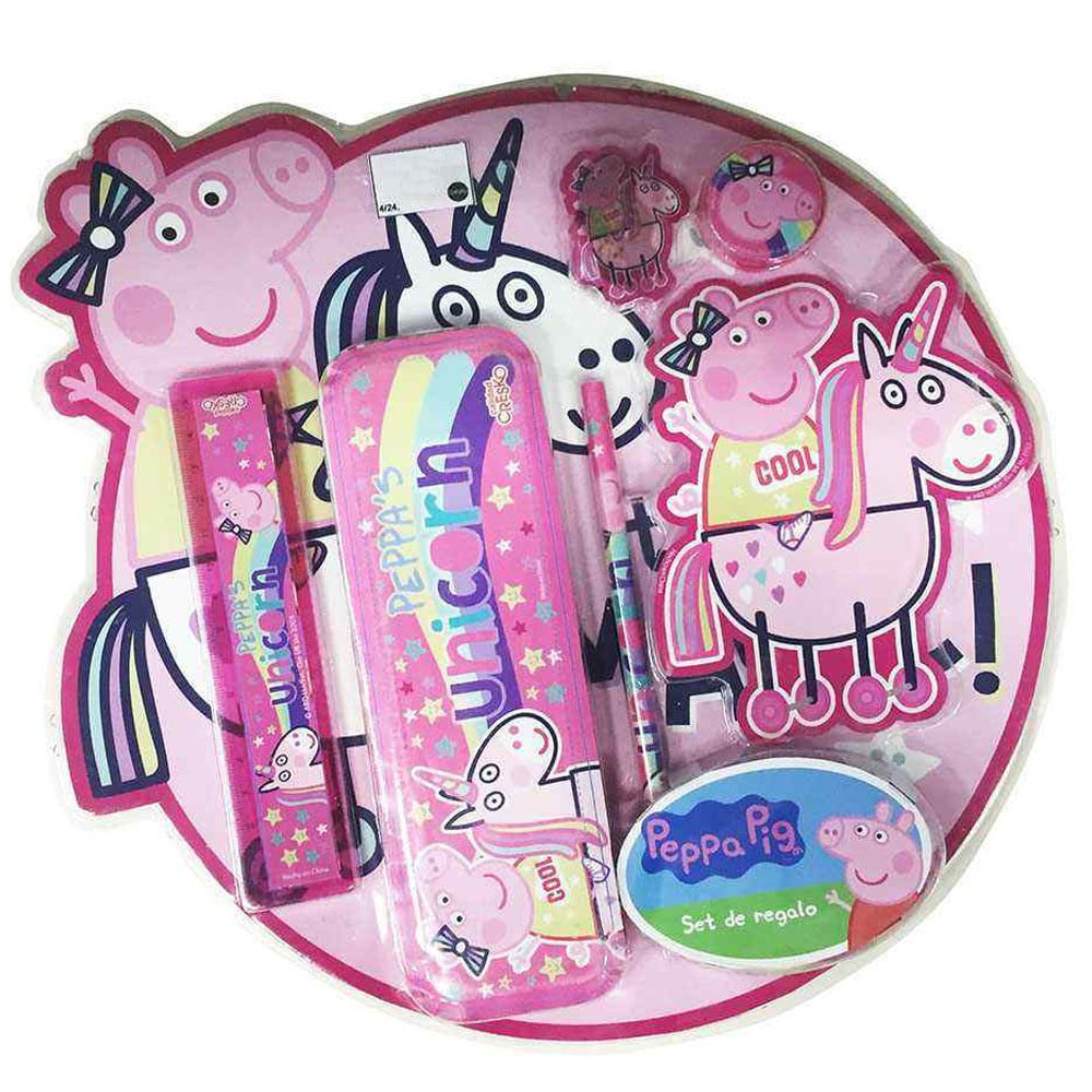 Set escolar Peppa c/cartuchera y stiker