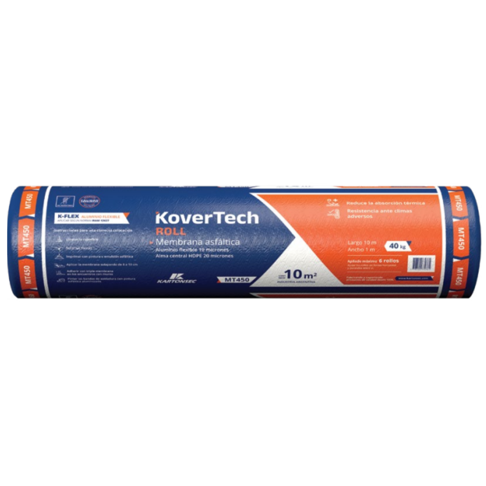 Membrana Asfáltica con Aluminio No Crack Kovertech 40kg 10m2