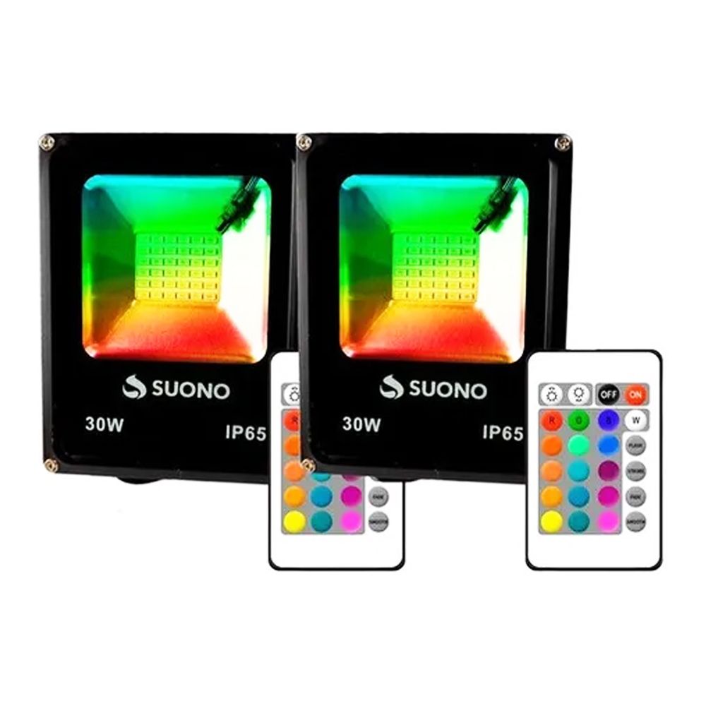 Pack X2 Reflectores Led 30w Rgb Suono