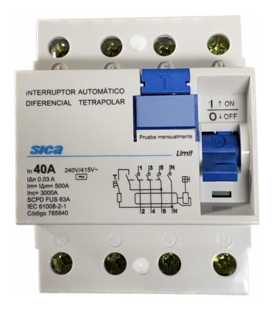 Interruptor Disyuntor Diferencial 4 X 40a Sica 785840