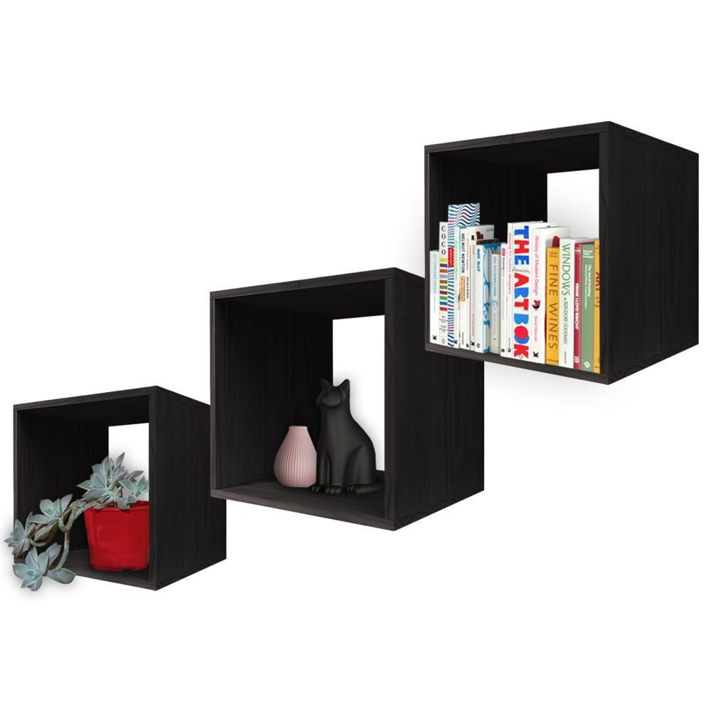 Combo 3 Cubos Colgantes Estanteria 40X40X40 Color Negro