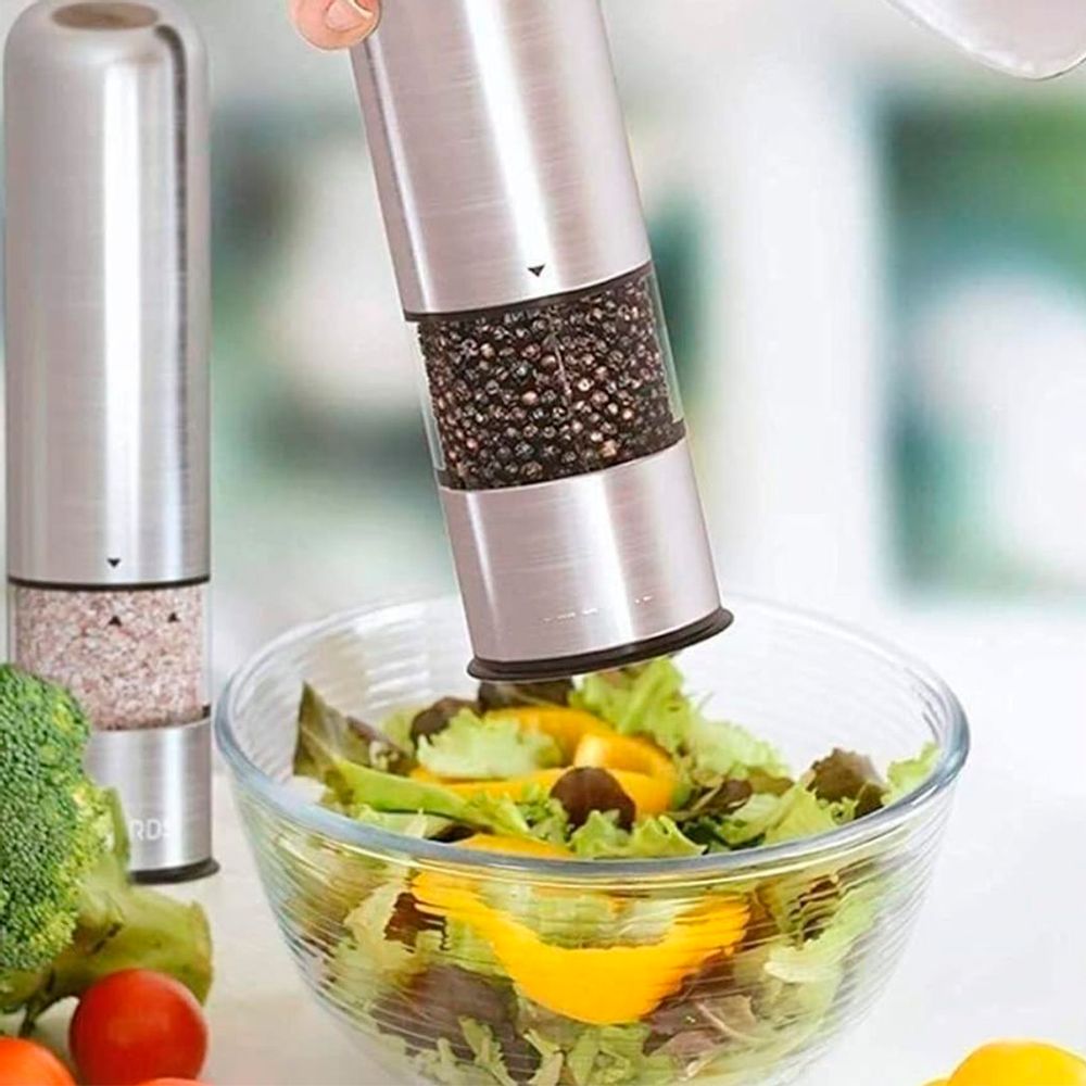 Pimentero Salero Molinillo Automatico Electrico Acero Pilas