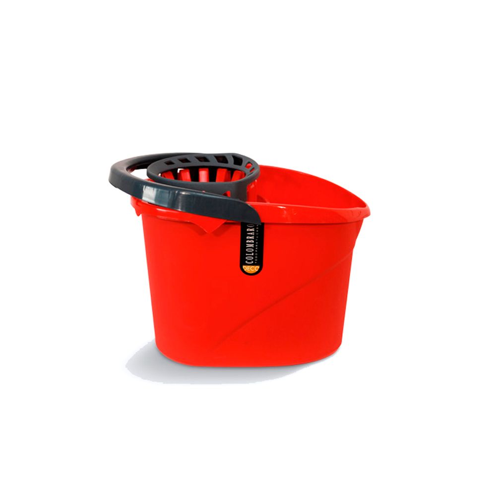 Balde con escurre mopa oval Rojo - Colombraro