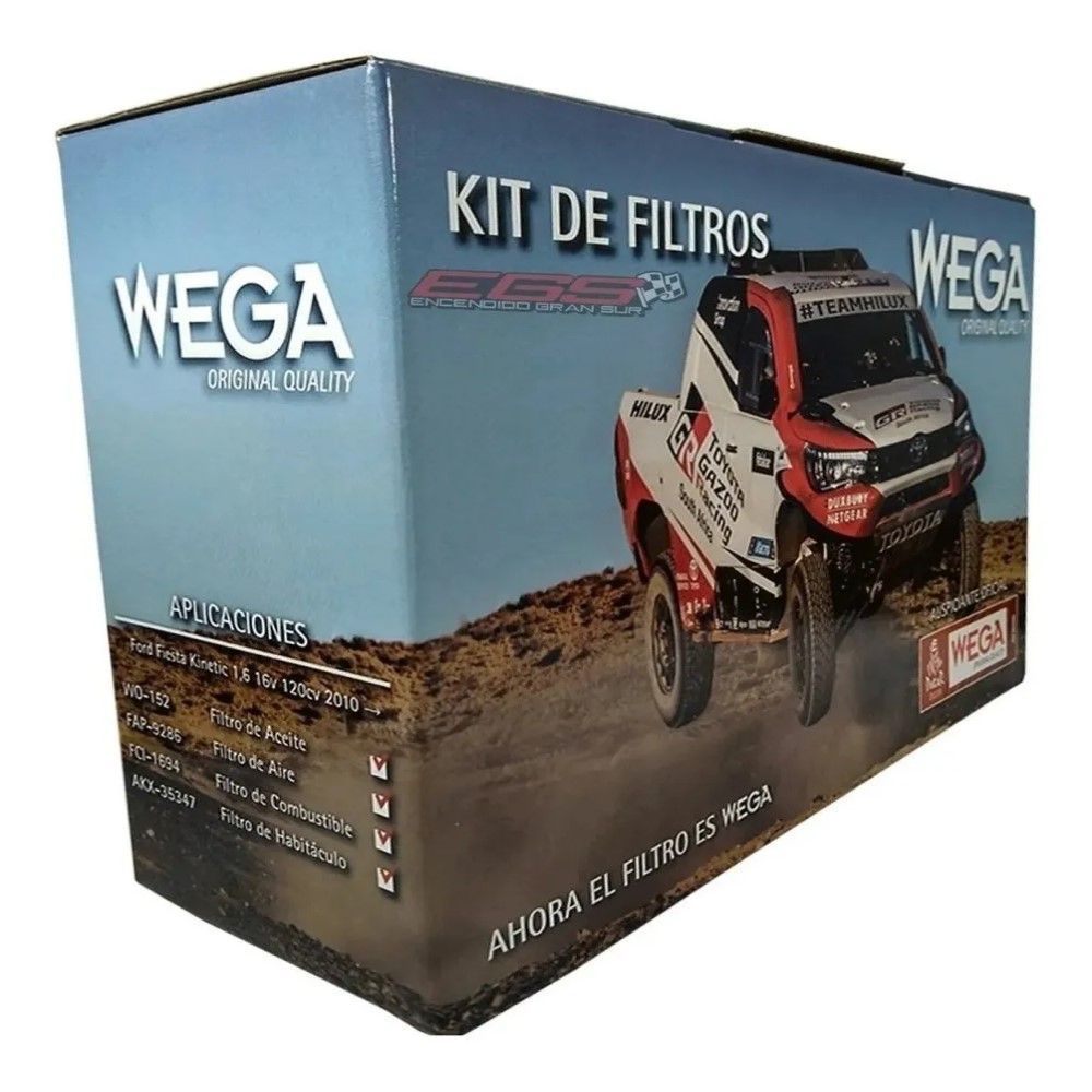 Kit de Filtros Wega para Ford Fiesta Kinetic 1.6 16v 126cv 2010 en adelante